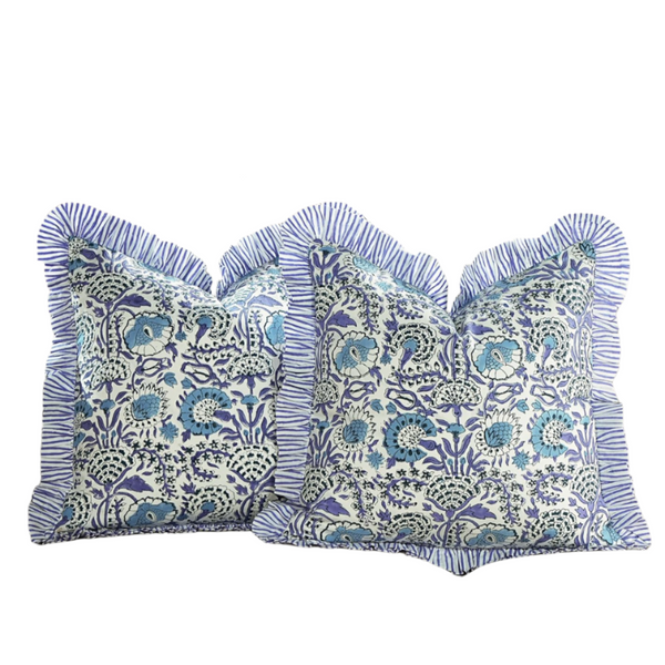 Indigo Blue Ruffle Pillow Cover – Waiting On Martha