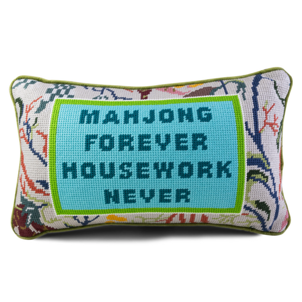 Mahjong Needlepoint Pillow – Waiting On Martha