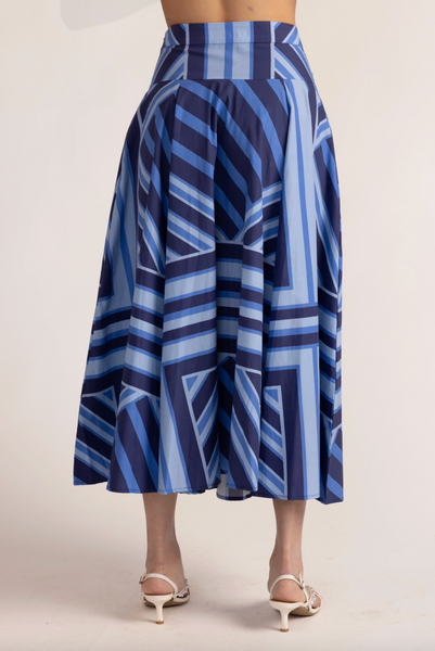 Edith Skirt in Blue Geo Stripe – Waiting On Martha