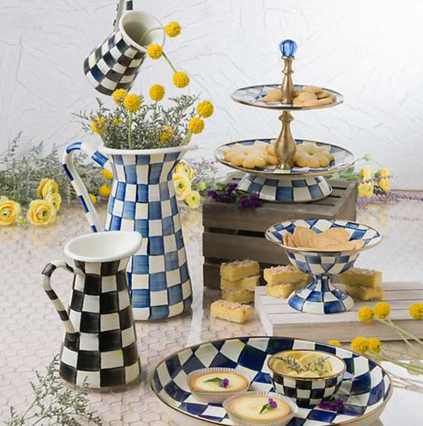 MacKenzie Childs Royal Check Enamel Practical Pitcher – Waiting On Martha